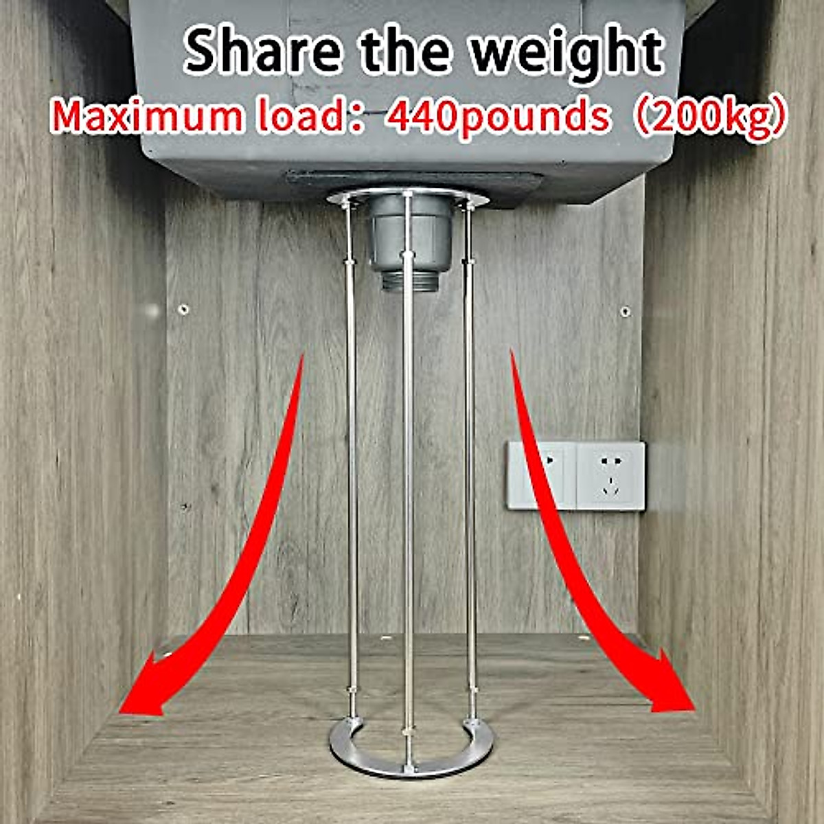 Special for Kitchen Sink TYESTAND ST-3 Undermount Sink Brackets Stainless Steel Sink Legs Adjustable Sink Support Installation Kit for Kitchen and Bathroom Sinks (High:18.1-26in(46-66cm)|DIAM:4.7in)