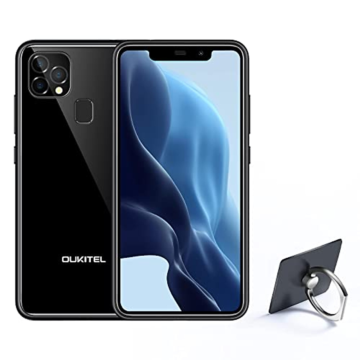 OUKITEL C22 Unlocked Cell Phone, 2021 Dual SIM Smartphone 5.86 Inch HD Screen+, 4GB+128GB Android 10 T-Mobile, Rear 3 Camera Face/Fingerprint ID(Black)