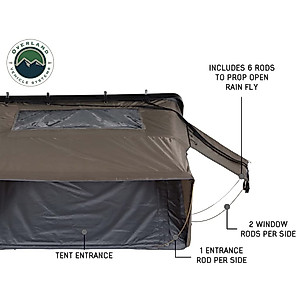 Overland Vehicle Systems Bushveld II Hard Shell Clam Shell Roof Top Tent with Aluminum Base Dark Grey Body and Green Rainfly - 2 Person Tent - Four Seasons Ready