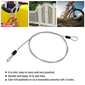 Haowecib Cable Bicycle Lock, Exquisite Stainless Steel Cable Lock for Bicycle for Bike(Silver)