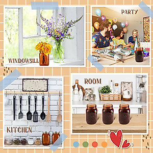 Tessco 12 Pieces 16 oz Amber Mason Jars with Lids Decorative Pint Canning Jars Regular Mouth Kitchen Canisters Glass Food Containers for Storage Pickling Preserving Fermenting, Christmas DIY Crafts