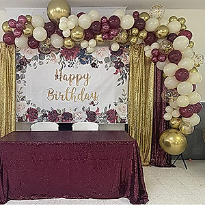 GIHOO Burgundy Valentine's Day Balloon Garland Kit, 117pcs 5/10inch Burgundy Balloons Blush Balloons Gold Confetti Balloons with 16ft Garland Strip for Wedding Bachelorette Birthday Decoration