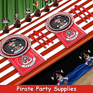 JHkim Pirate Graduation Tablecloth, 2 Packs 52" X 87" Party Tablecloths, Plastic Disposable Tablecover for Pirate Themed Party Supplies Decorations Kindergarten
