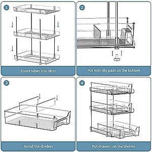 JUJEKWK Bathroom Storage 3 Tier, Clear Under Sink Organizer, Bathroom Organizers Under Sink, Bathroom Accessories, Bathroom Decor, Drawer Organizer