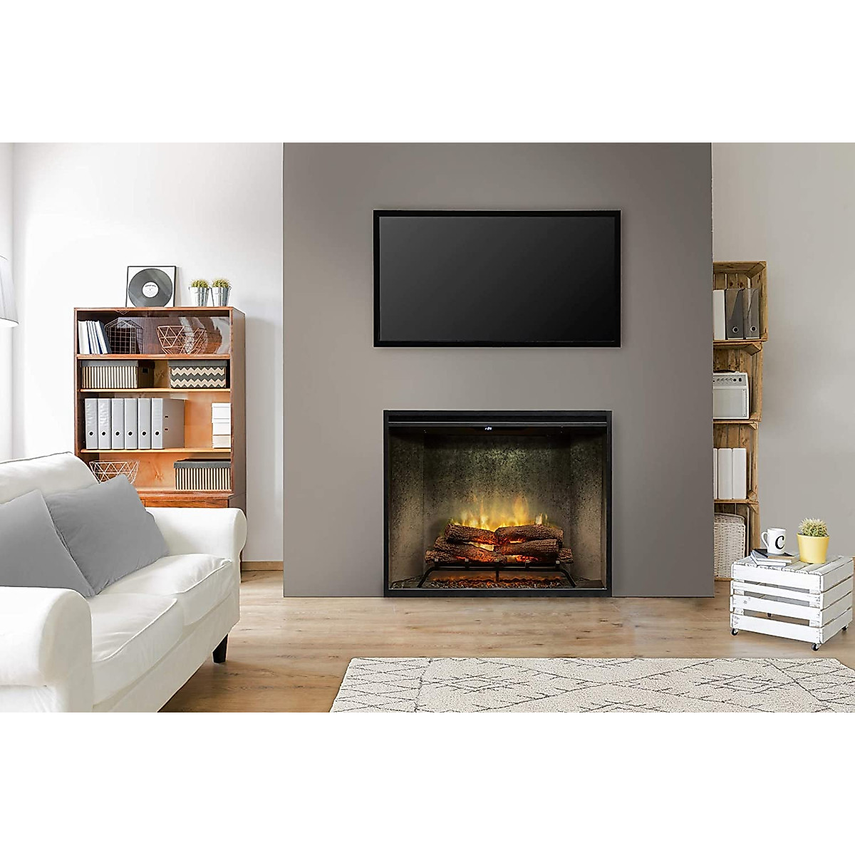 Dimplex Revillusion® 36" Portrait Built-In Firebox (Model: RBF36PWC), 4400/6745/8794 BTU, 120/208/240 Volt, 1300/1975/2575 Watt, Weathered Concrete