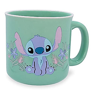 Silver Buffalo Lilo and Stitch Ohana Sitting Floral Ceramic Camper Mug, 20 Ounces, 20oz Ohana Sitting Floral, 20oz