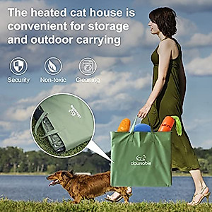 Large Heated Cat House for Outdoor Cats in Winter, Anti-Soaking Insulated Cat House, Elevated & Weatherproof, Warm Cat Shelter with Heating Pad, Outside House Feral Barn Cat (Heated, Large Cuboid)