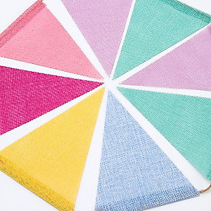 72 Flags Imitated Burlap Pennant Banner Multicolor Fabric Triangle Flag Bunting for Summer Party and Festival Classroom Hanging Decoration