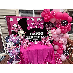 GCH Cartoon Photography Backdrop Girl 1st Birthday Background Princess Girls Hot Pink Decoration for Kids Baby Shower Party Supplies Banner Studio Props Customized Backdrops 7x5ft