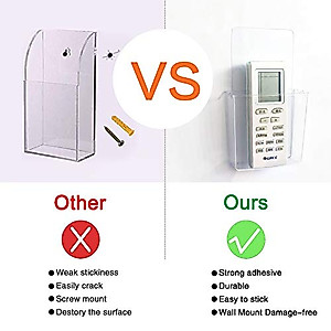 ZC GEL Remote Holder Wall Mount Damage-Free (2 Pack), Clear and Strong Self-adhesive Universal Media Organizer Storage Box for Mobile Phone,Remote Control,Keys,Pens etc