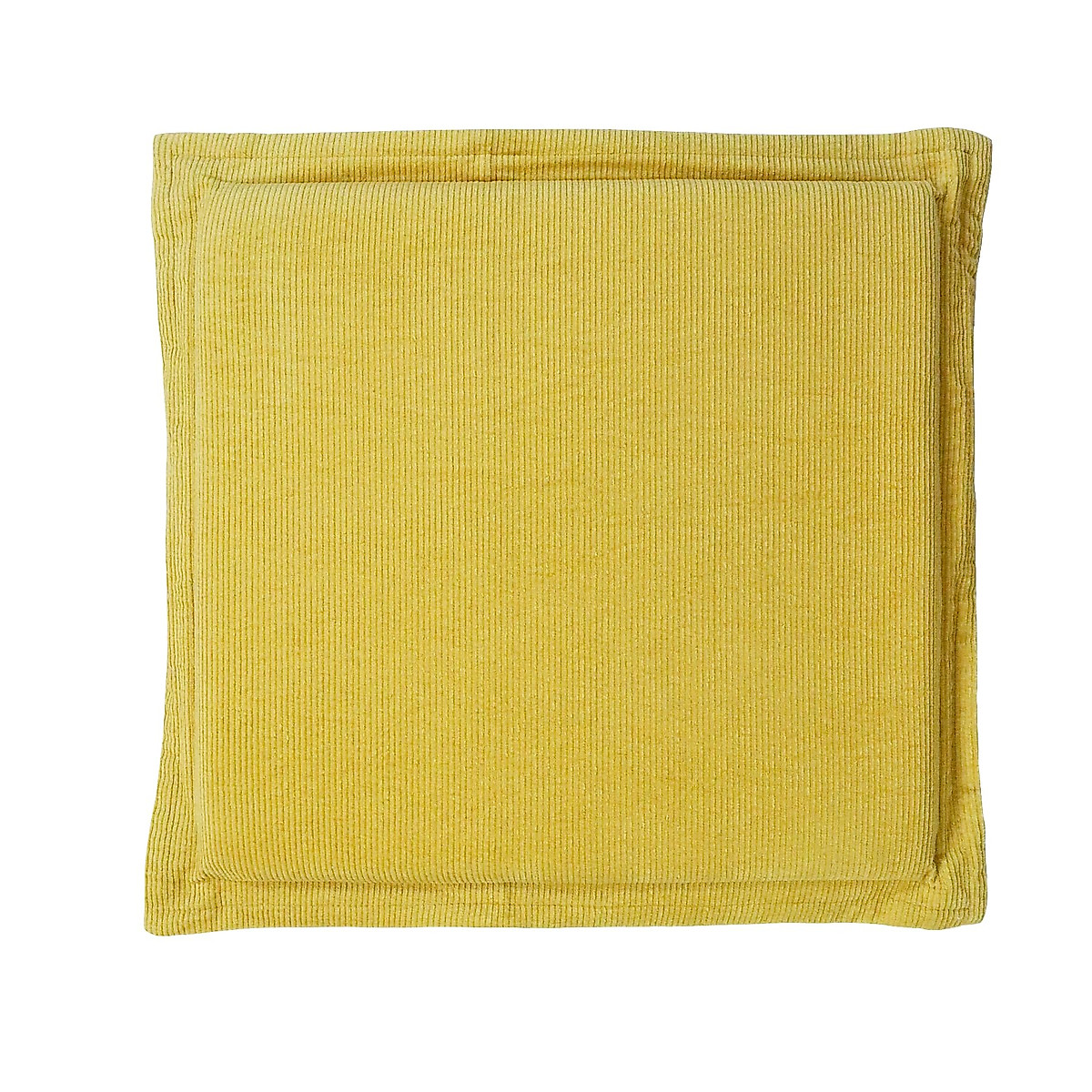 Lemfux Yellow Square Chair Cushion, 18x18x1.5 - Memory Foam Seat Cushion with Soft Cotton Corduroy Cover | Thick, Durable & Modern Design for Office, Kitchen, Dining Room, Indoor & Outdoor Use, 1PC