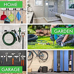 YouOKLight mop broom holder,broom hanger wall mount, 304 Non-Slip Stainless Steel Rack for Tools Hanger,Metal Broom Closet Organizer for Home,Garage, even Outdoor (3 Racks with 4 Hooks)