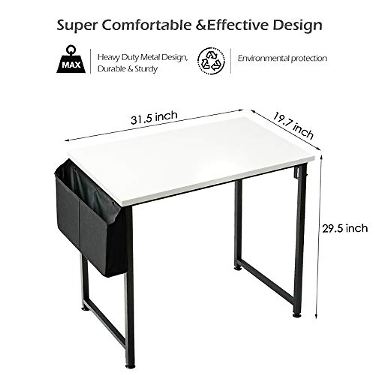 Lufeiya 31 31 inch Small Computer Desk White Black and Full White Set