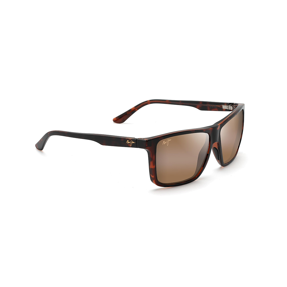Maui Jim Mamalu Bay Rectangle Sunglasses, Gloss Cherry Tortoise/Hcl Bronze Polarized, Large