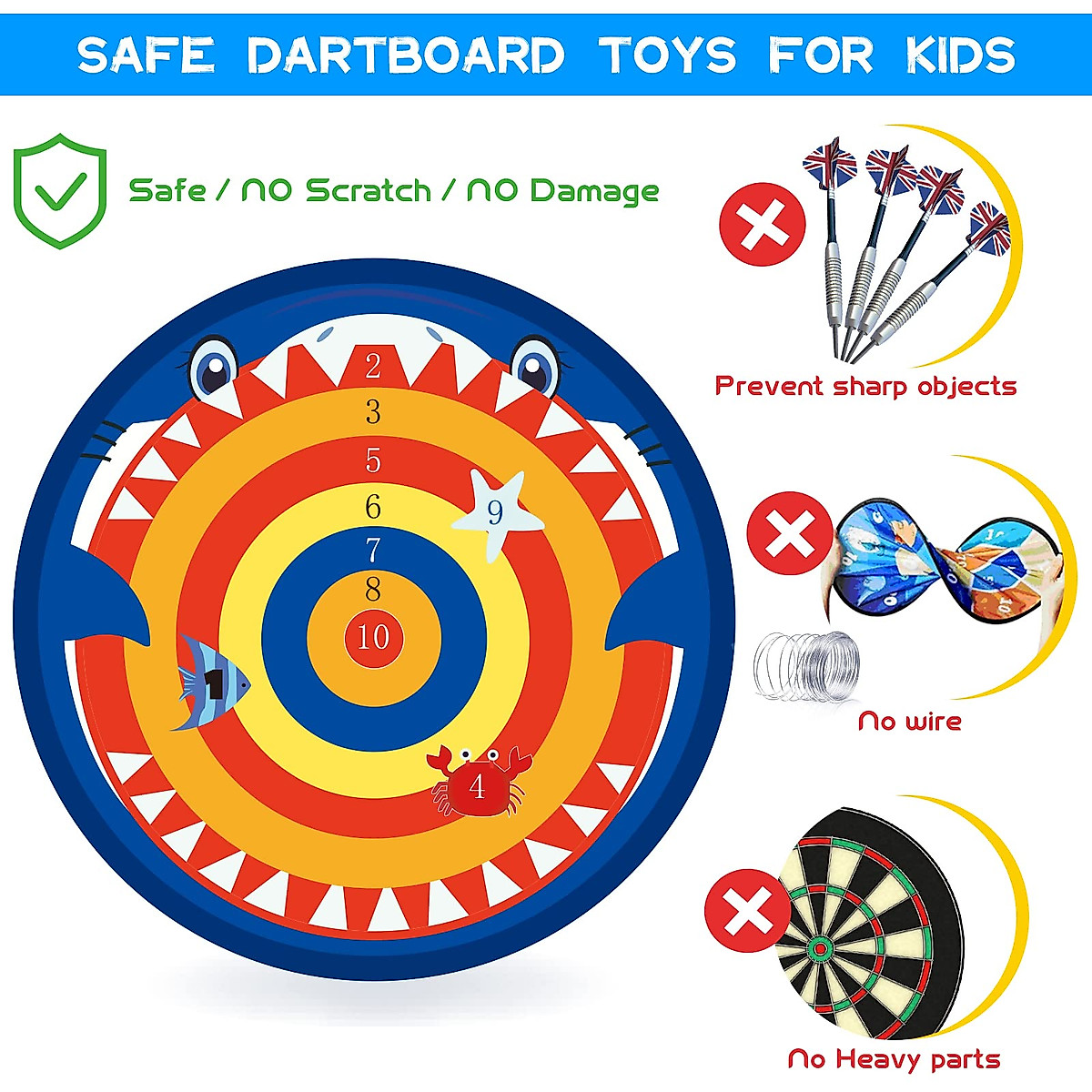 Dart Board for Kids –Sports Game and Gifts for Boys and Girls Toys -Double Sided with 12 Sticky Balls and Hook, Indoor/Outdoor Party Games and Gifts for 3 4 5 6 7 8 9 10 11 12 Old Boy Kids