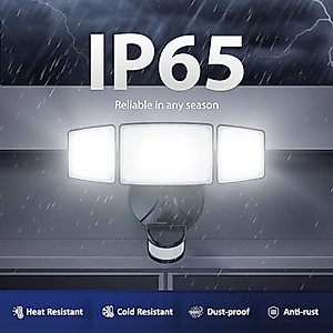 Onforu 2 Pack 65W LED Motion Sensor Outdoor Lights, 6500LM 6500K IP65 Waterproof Security Lights Motion Outdoor Flood Lights Fixture Detection Detector 3 Adjustable Heads for Eave Yard Garage Wall