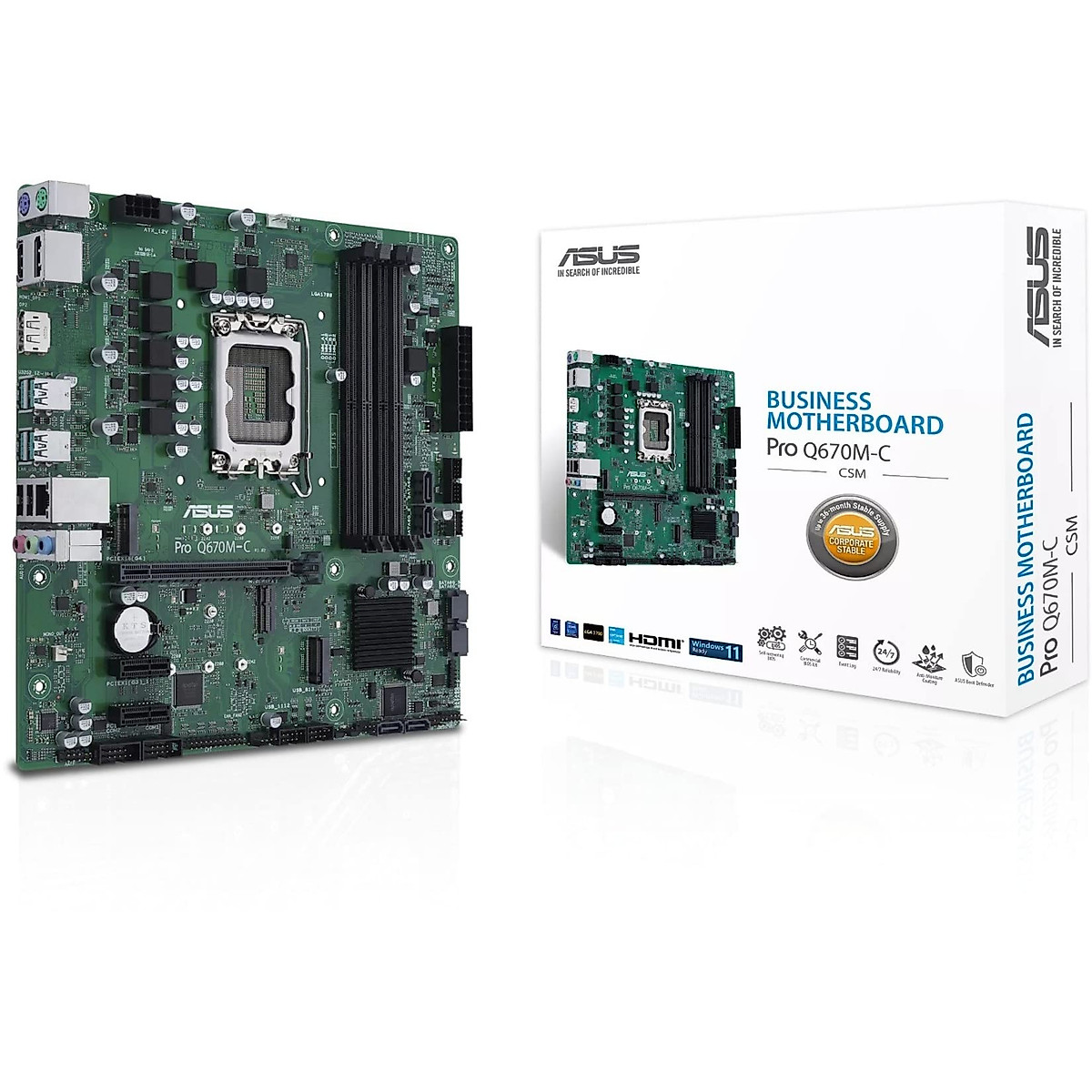 NVMe SSD M.2 slots,4 ASUS Pro Q670M-C-CSM LGA 1700 (Intel 12th Gen & Intel vPro) mATX Motherboard (PCIe 4.0, DDR5 4800, 2xNVMe SSD M.2, USB 3.2 Gen 2, ASUS Boot), Black