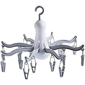 XIZHI Foldable Clip and Drip Hanger/Hanging Drying Rack - 16 Clips Socks Drying Rack for Drying Underwear Clothes,Socks,Bras,Towel,Pants,Hat,Grey