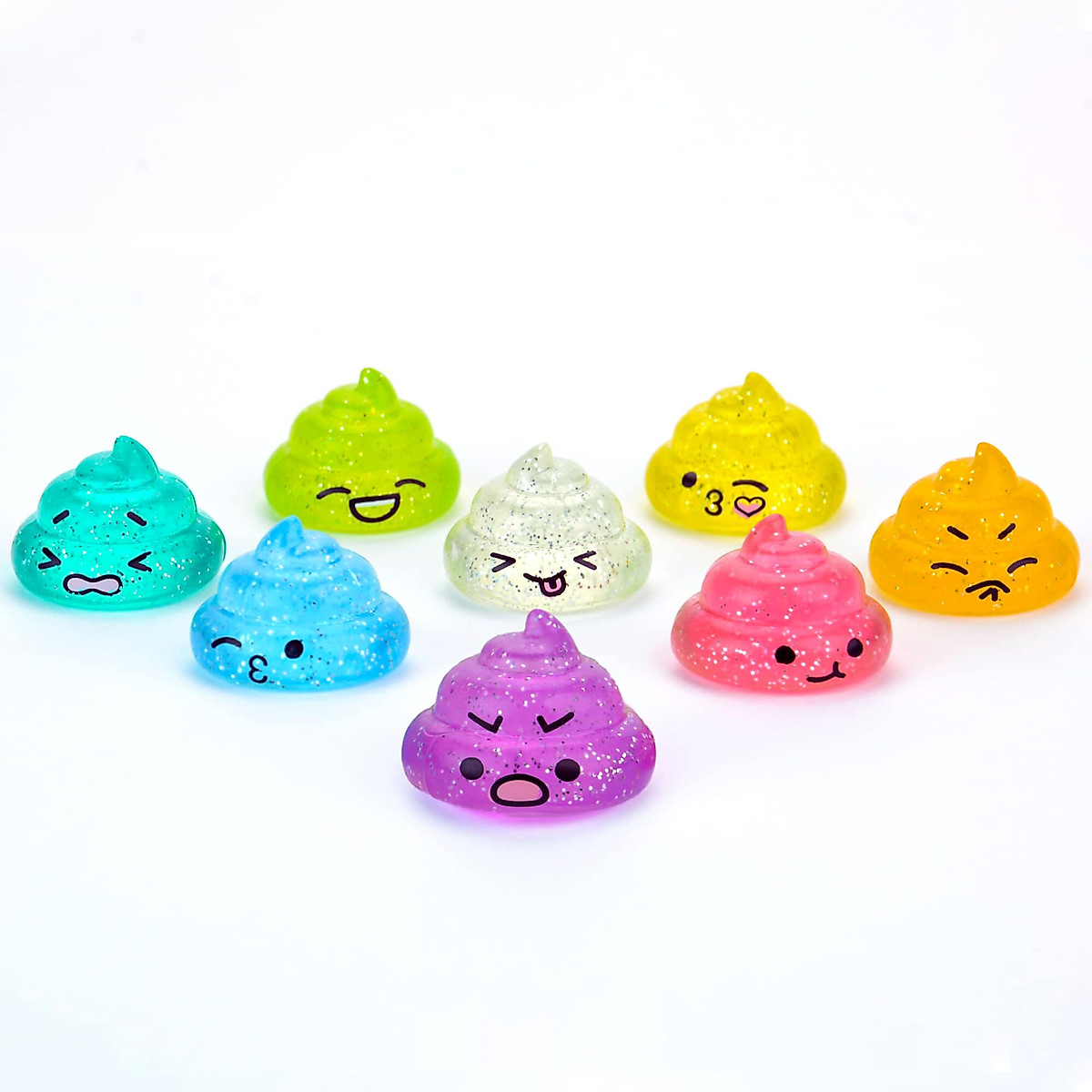 Unicorn Poop Toys - Bulk Unicorn Party Favors - 50 Pcs - Glitter Poop Emoji Party Supplies - Shimmering Unicorn Rainbow Poop Emoji Mini Toys - Vending Machine Toys