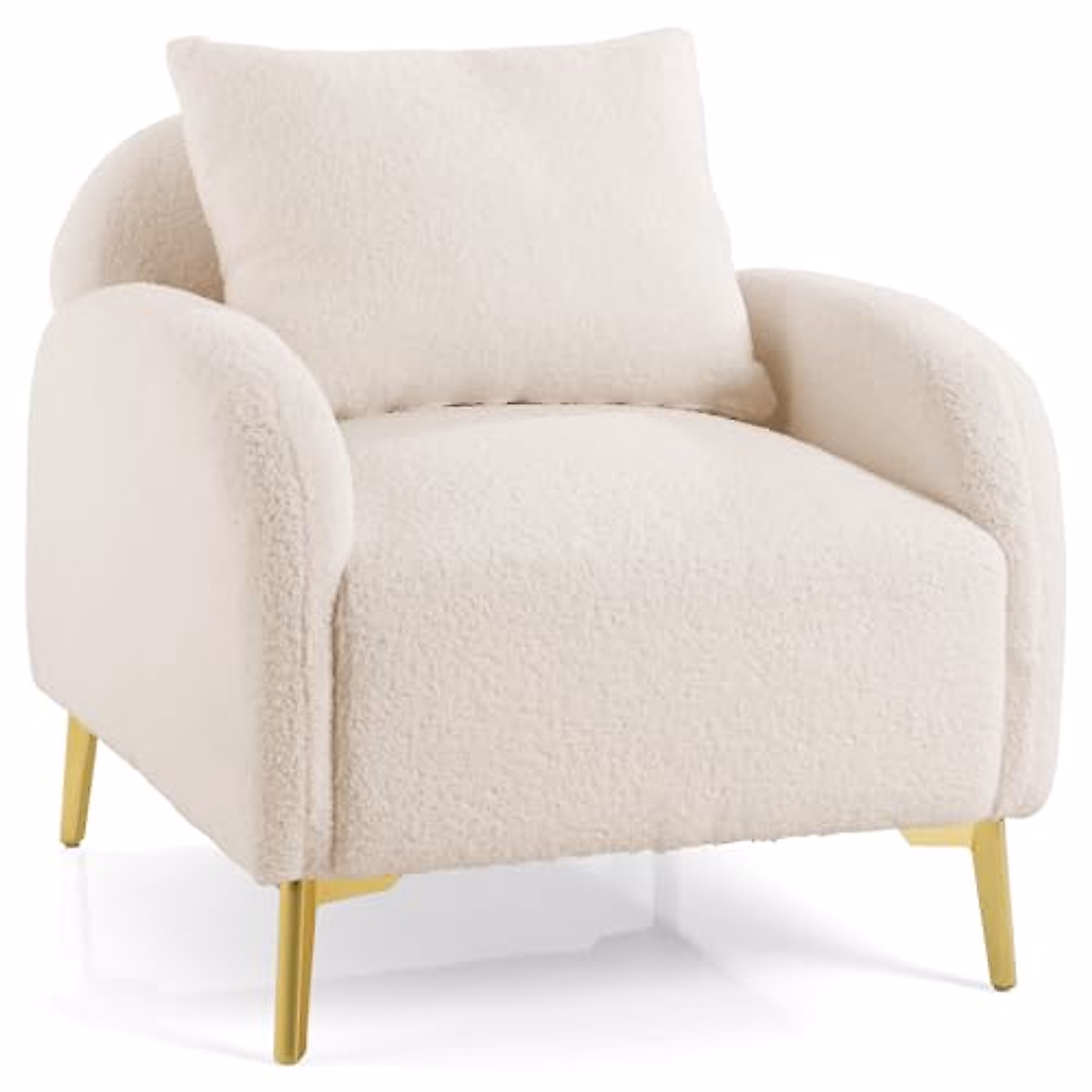 Giantex Accent Chair, Upholstered Arm Chair with Removable Pillow, Soft Padded Seat & Stable Metal Legs, Comfy Single Sofa Chair for Living Room, Bedroom, Waiting Room, Reception Room Office, White