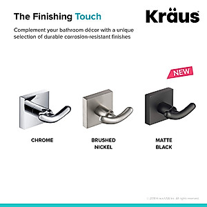 Kraus Ventus Bathroom Robe and Towel Double Hook, Brushed Nickel Finish, KEA-17702BN
