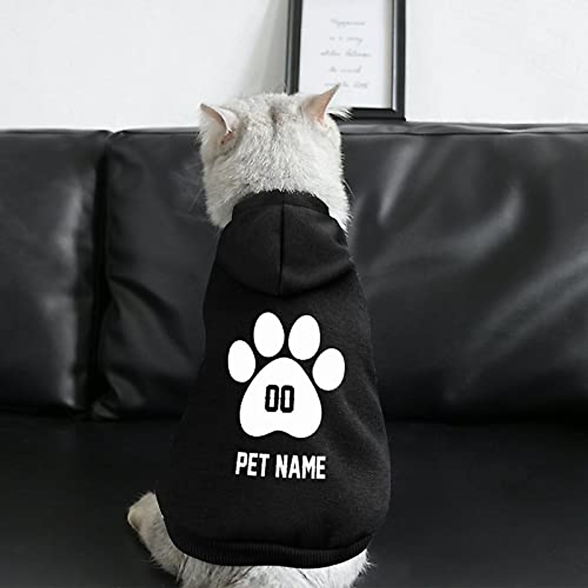 SUQINFA Dog Paws Custom Pet Hoodie, Add Pet Name Personalized Pet Clothes Sweaters with Hat Customized Dog Hoodies Sweatshirt for Small Medium Large Dogs
