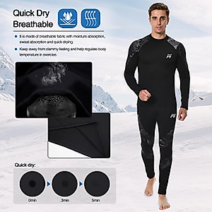 MEETWEE Thermal Underwear for Men, Fleece Lined Base Layer Set Cold Weather Ski Gear Top & Long Johns for Skiing Motorcycle Camo