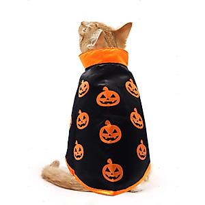 Halloween Cat Costume Cloak Witch Hat Pet Accessories Halloween Adjustable Pumpkin Pet Costume Clothes Set, Halloween Pet Costume Decor Cloak for Cats Dogs Animal Halloween Carnival Party Supplies