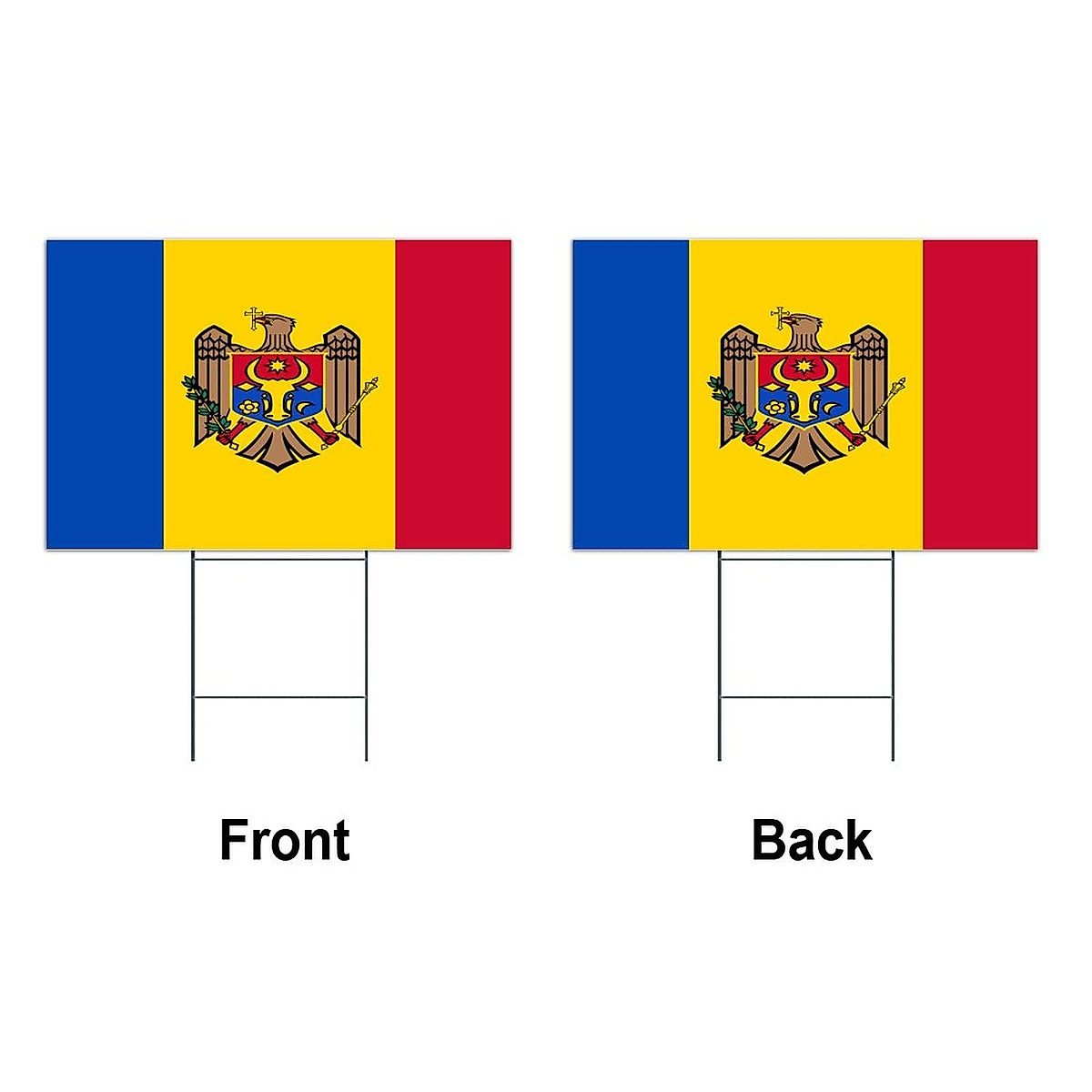 Autravelco Moldova Lawn Signs with Stakes 12x18 Inch National Flag Nautical Gifts Customized Yard Sign for House Rent Lawn Decoration Props