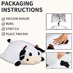 ROPELOK Giant Cow Stuffed Animals Plush Toy, Cow Plush Pillow, 19.6" Stuffed Cow Plush for Kids Children Xmas Birthday Gifts (Round Eyes)