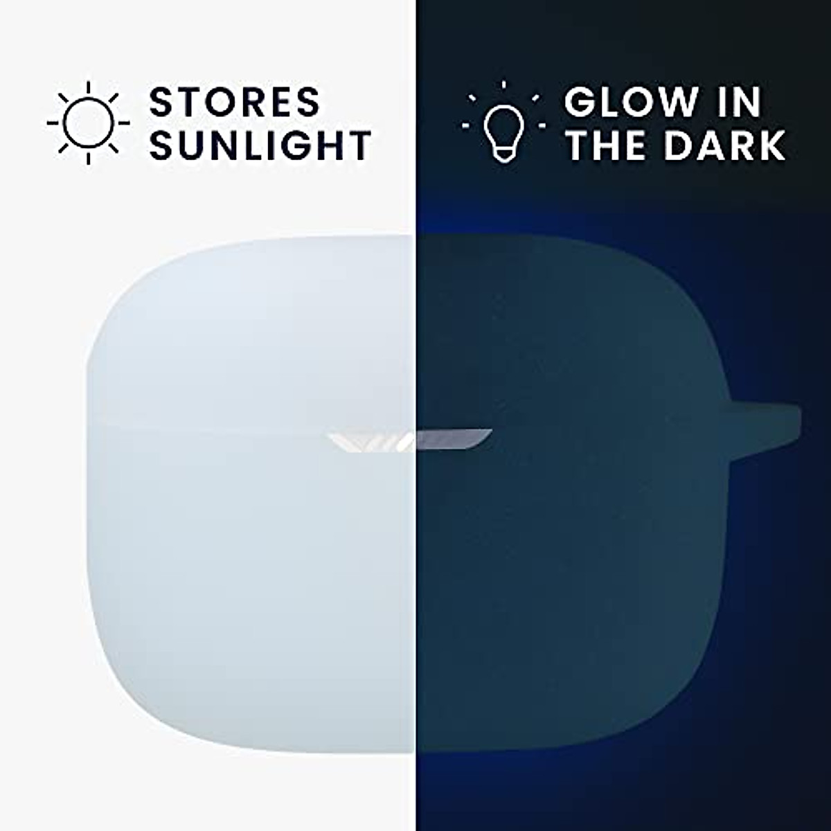 kwmobile - Case Compatible with JBL Tune 230 NC TWS / T230NC - Case Glow in The Dark Cover Made of Silicone - Light Blue