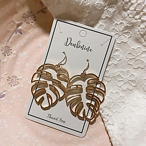 Doubnine Palm Leaf Earrings Large Monstera Rose Golden Line Dangle Earrings Bohemian Summer Festvial Jewelry for Women (rose golden)