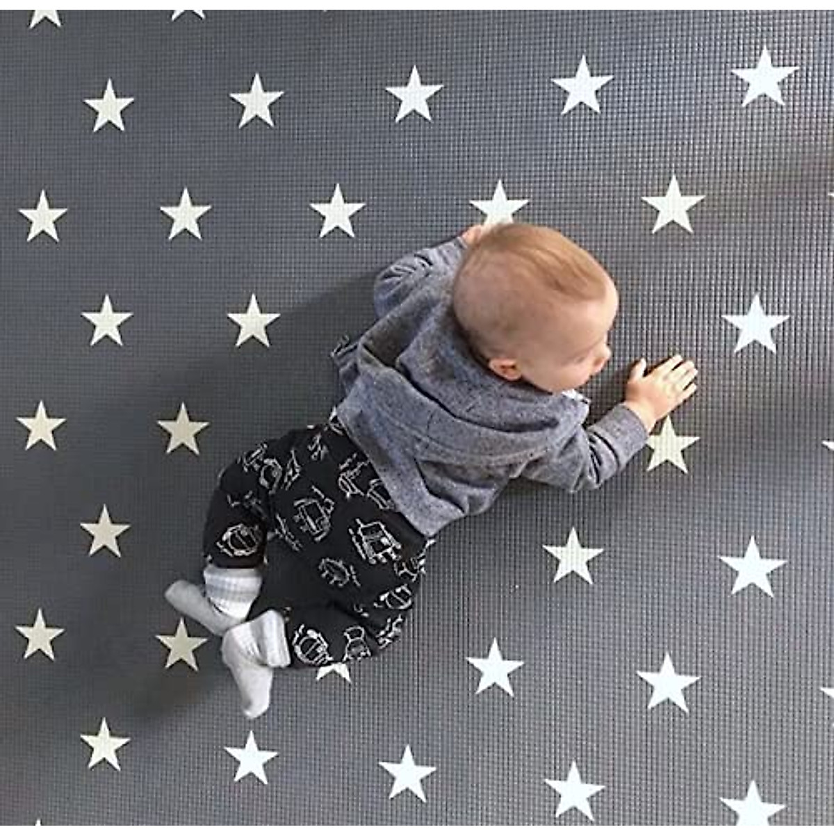 Large Waterproof Thick Padded Foam Baby Play Mat for Infants, Babies, Toddlers - for Play, Crawling & Tummy Time - 70 x 59 in. - Reversible, Double-Sided, Non-Toxic, Non-Slip Playmat - Star/Camo