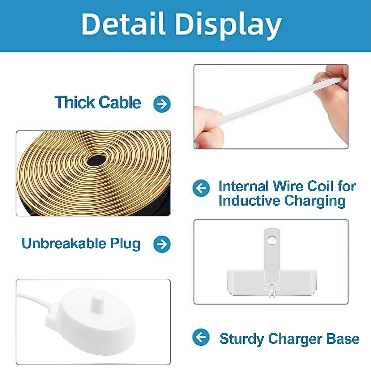 Charger for Oral B Braun Electric Toothbrush iO Series 3 4 5 6, Pro 1000/3000/5000/7000/7500/Genius, Replacement 3757 Charger Base, Waterproof Inductive Base
