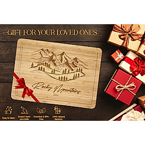 Mountain House Cutting Board,Custom Cutting Board, Mountain Themed Gift, Ski Chalet Gift, Ski Family Gift,Christmas, Thanksgiving Gift, Wooden Bamboo Board