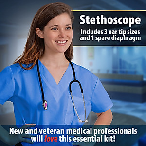 Nursing Tools 5 in 1 Nurse Kit - Trauma Shears, Dual Beam Pen Light, Caliper & Stethoscope for Nurses, Students, Practitioners & Medical Professionals