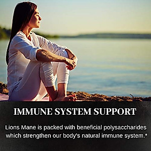 Lion's Mane Mushroom, 60 Capsules | 500mg Each, Nerve Growth Factor (NGF) & Nootropic (Focus, Memory, BDNF), Hot Water Extract, Wood Grown, Fruiting Bodies, 30% Beta-D-Glucans