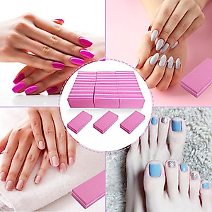 Pink Professional Nail Buffer Set - 30 Pcs, Acrylic & Natural Nails, 100/180 Grit Buffer Blocks