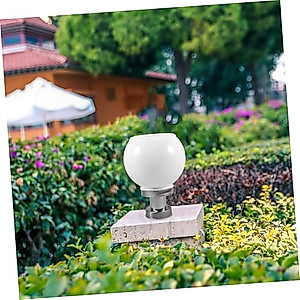 SOLUSTRE Round Ball Waterproof Solar Outdoor Column Lamp Villa Fence LED Post Light Courtyard Garden Lawn Street Lights External Landscape Patio Pillar Lighting Fixture