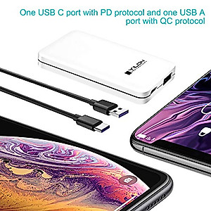 YILON Ultrathin-Slim Fast Plug/USB c Fast Charger 2 Port PD Charger/Portable Travel Wall Charger Plug with QC3.0 Port Power for iPhone X/11/12Pro Max,Airpods,Galaxy All Smart Phone USB c 18w Charger