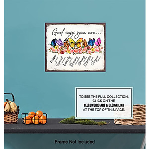 Christian Bible Verses Wall Art - God Says You Are Decor - Inspirational Catholic Religious Encouragement Gifts for Women Girls Room - Psalms Scripture Wall Decor - Rustic Positive Motivational Quotes