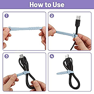 20 Pcs Silicone Zip Ties, Reusable Wire Ties 4.5'' Rubber Cable Ties Straps for Wire Management Home Office Table Organizer, Elastic Cord Ties in White, Black, Pink, Purple, and Blue