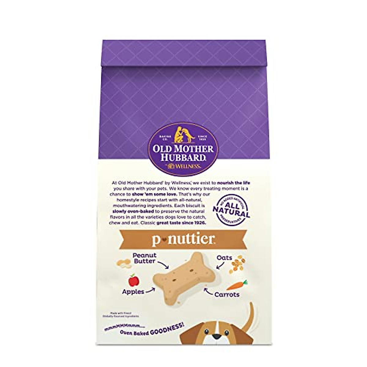 Old Mother Hubbard by Wellness Classic P-Nuttier Natural Dog Treats, Crunchy Oven-Baked Biscuits, Ideal for Training, Small Size, 20 ounce bag