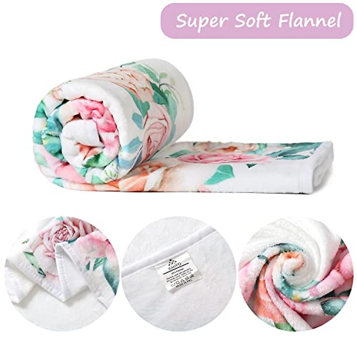 Kmivo Baby Milestone Blanket Monthly Milestone Blankets for Baby Girls Blankets Photography Background Fleece Blankets 60" X 40" inches, with Cards, Frame & Bow