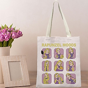 BWWKTOP Princess Tangled Tote Bag - Rapunzel Moods Gift Shoulder Bag