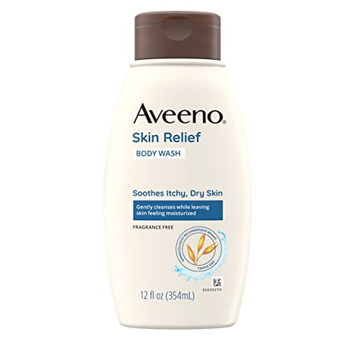 Aveeno Skin Relief Fragrance-Free Body Wash with Triple Oat Formula Soothes Itchy, Dry Skin, Formulated for Sensitive Skin, Fragrance-, Paraben-, Dye- & Soap-Free, 12 fl. oz