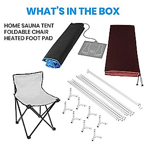 SereneLife Portable Full Size Infrared Home Spa| One Person Sauna | with Heating Foot Pad and Portable Chair