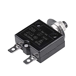 Aramox 5 A / 8 A / 10 A / 15 A / 18 A / 20 A / 30 A Thermal Switch Reset, Current Overload Device Circuit Breaker Manual Reset Circuit Breaker Overcurrent Protector(20A)