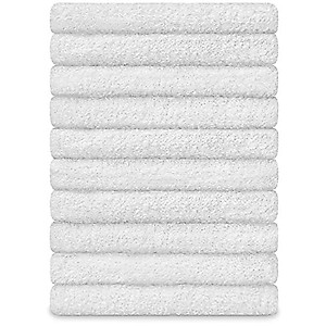 DecorRack 10 Pack 100% Cotton Wash Cloth, Luxurious Soft, 12 x 12 inch Ultra Absorbent, Machine Washable Washcloths, White (10 Pack)