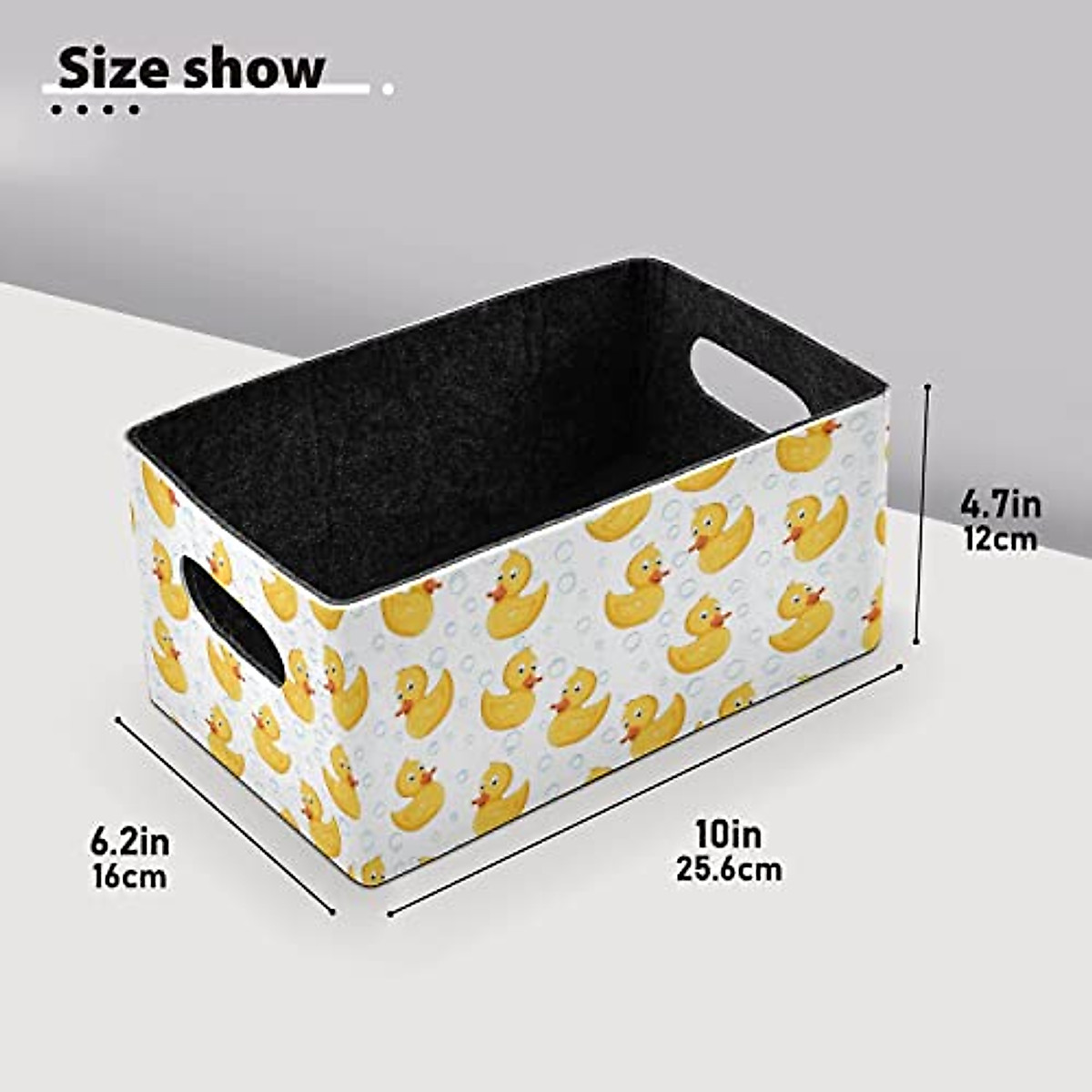 Emelivor Duck Storage Basket Bins Set (2pcs) Felt Collapsible Storage Bins with Dual Handles Dog Toy Basket for Organizer, Closet, Shelves, Office